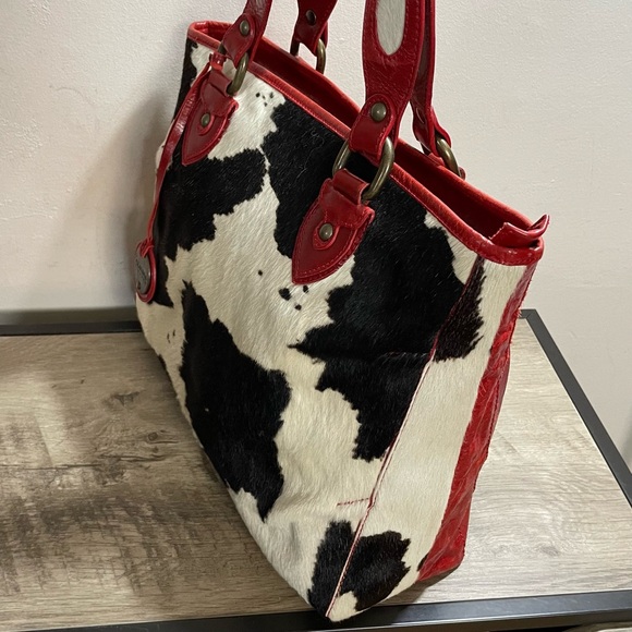 Claudia Firenze | Bags | Claudia Firenze Black White Cow Hide Red ...